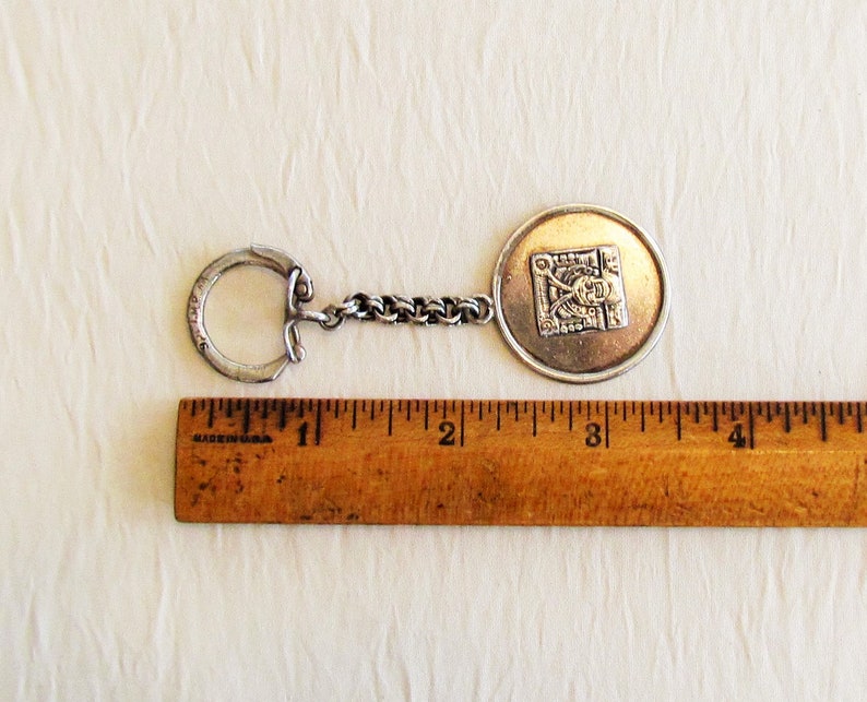 Vintage Sterling Aztec Design Key Ring | Etsy