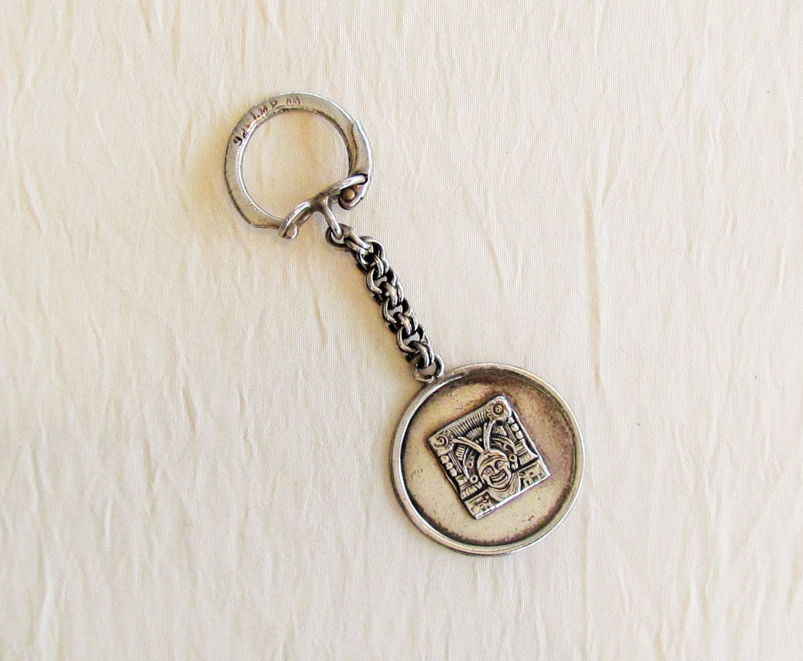 Vintage sterling Aztec design key ring | Etsy