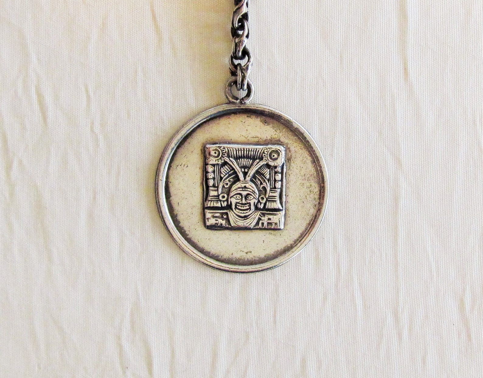 Vintage Sterling Aztec Design Key Ring | Etsy