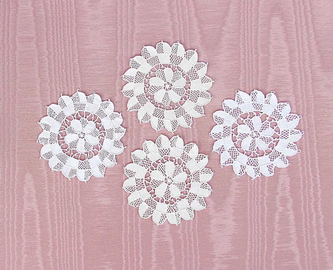 Set of 4 Small Needle Lace Doilies, Vintage Handmade Lace Doilies - Etsy