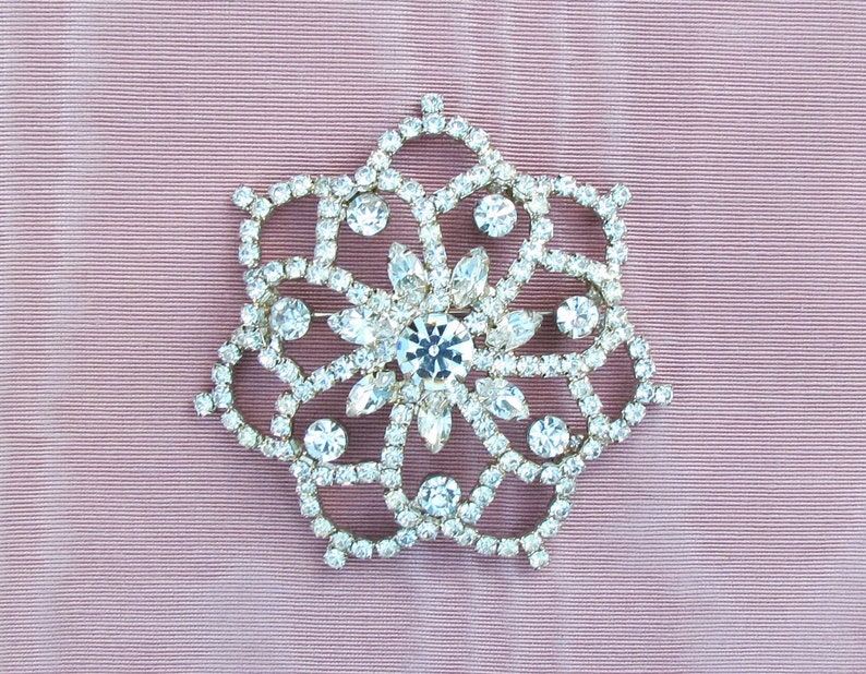 Vintage Rhinestone Brooch Extra Large Dome Shaped Pin With - Etsy