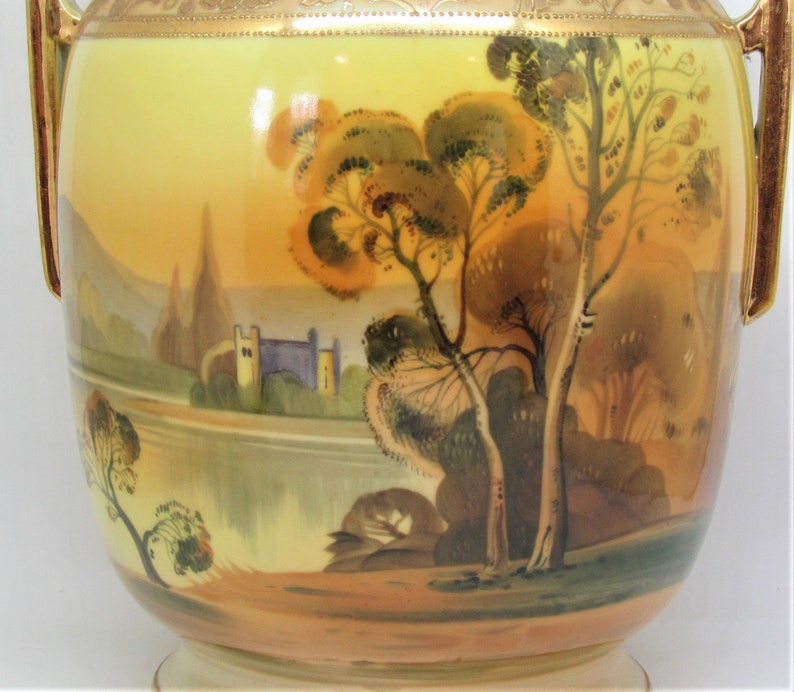 Antique Nippon Vase With Scene of Castle on Lake - Etsy