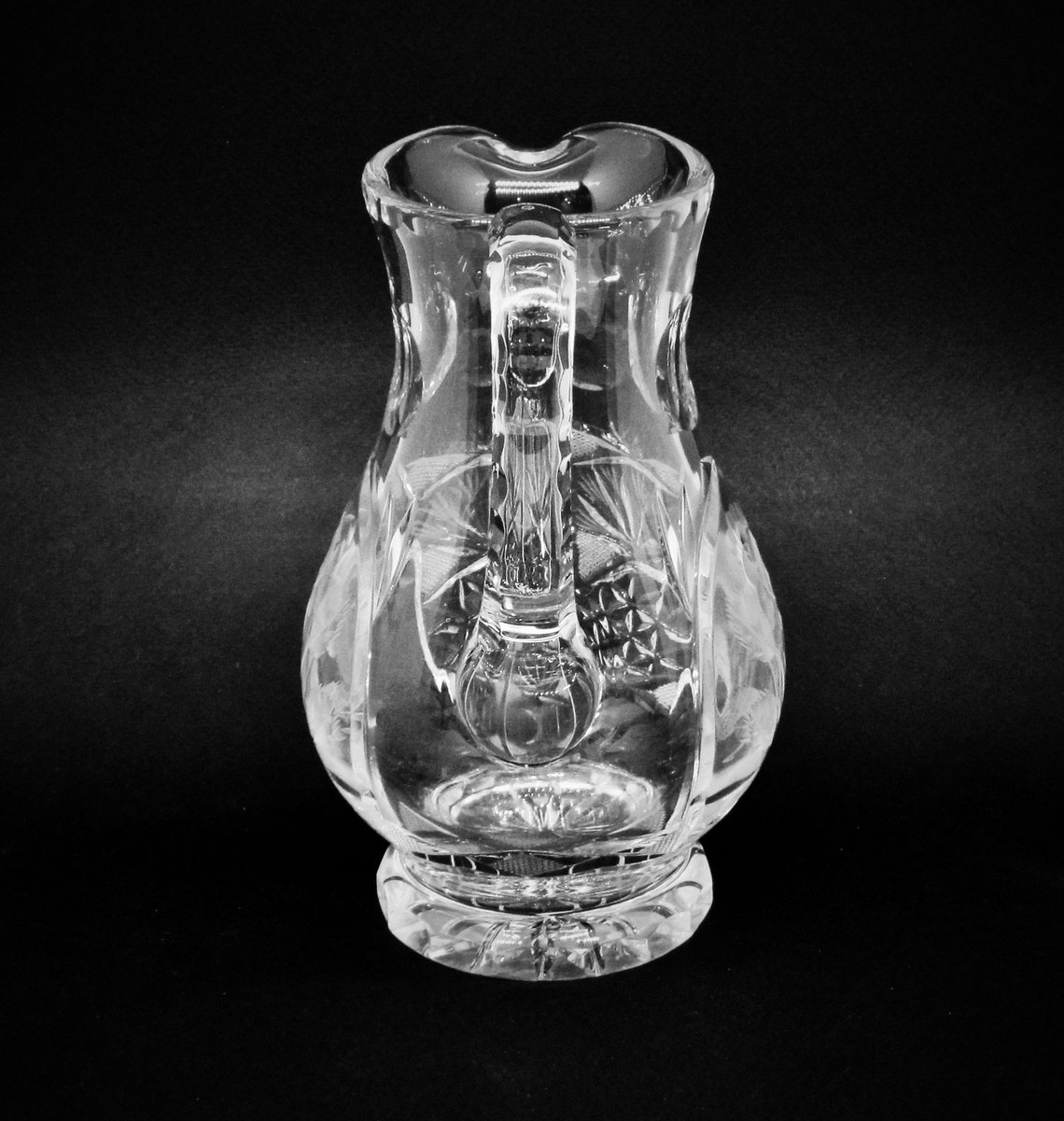 Vintage Cut Glass Pitcher With Engraved Roses 18 Oz. Milk or | Etsy