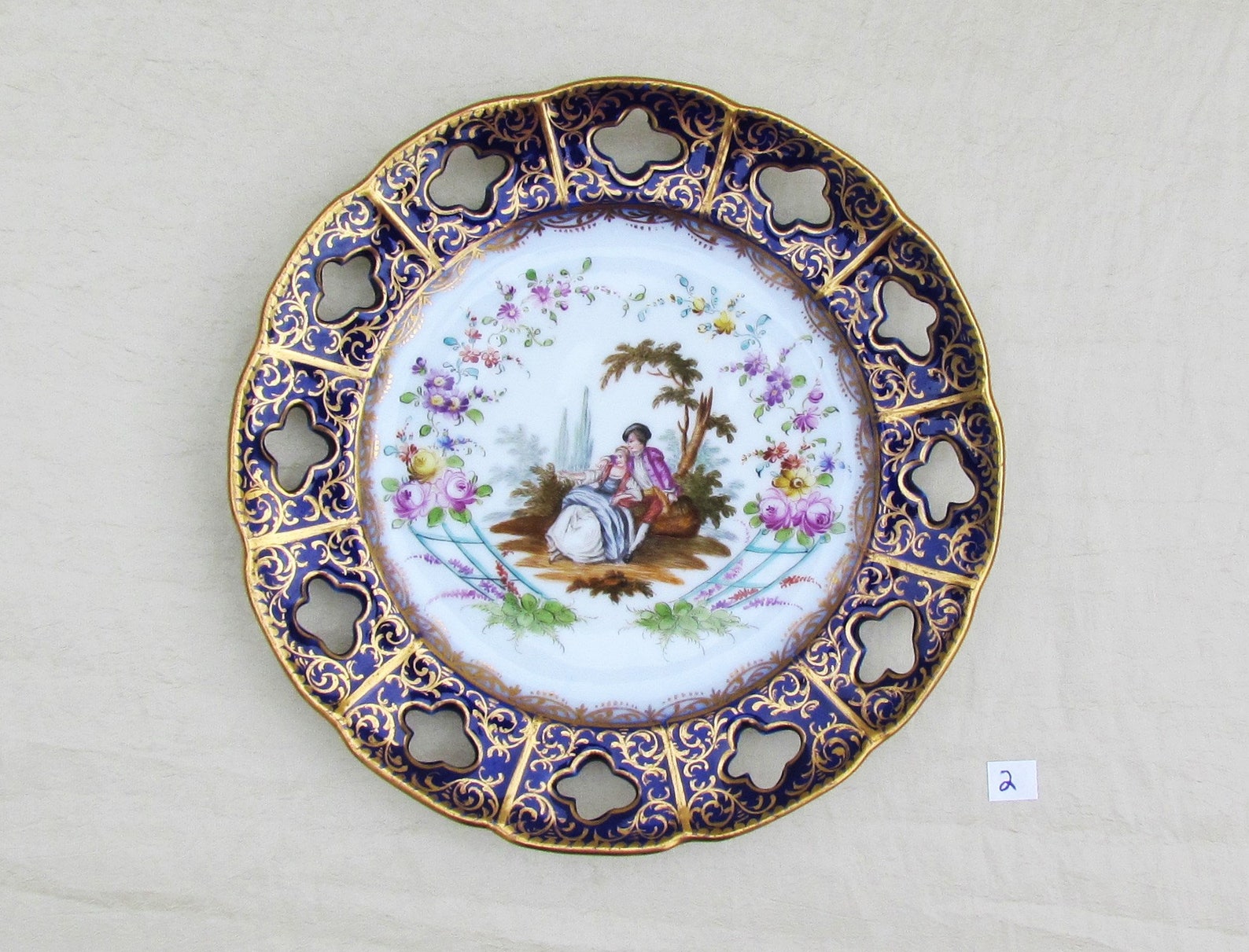 Antique Hand Painted China Plate With Courting Scene Ornate | Etsy