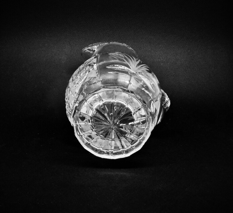 Vintage Cut Glass Pitcher With Engraved Roses 18 Oz. Milk or | Etsy