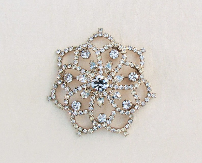 Vintage Rhinestone Brooch Extra Large Dome Shaped Pin With - Etsy