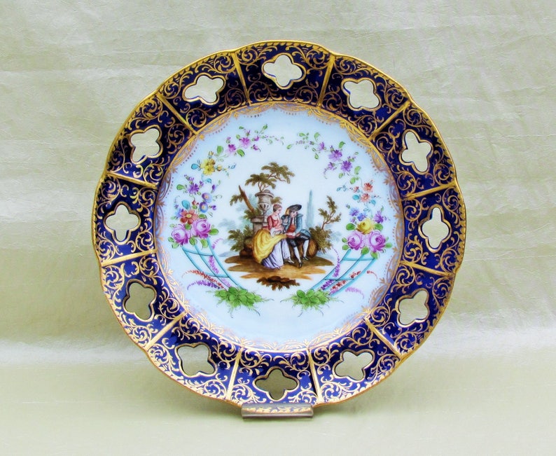 Antique Hand Painted China Plate With Courting Scene Ornate - Etsy