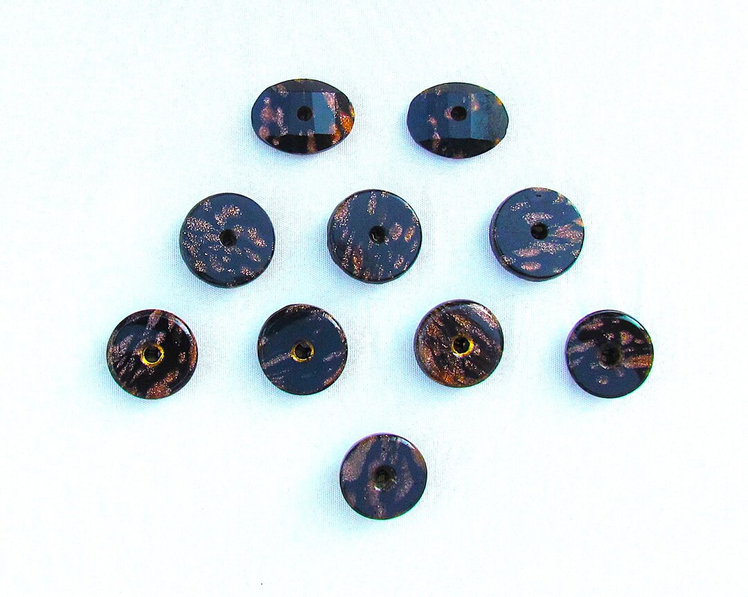 Lot of 10 Victorian Goldstone and Black Glass Whistle Buttons in 3 ...