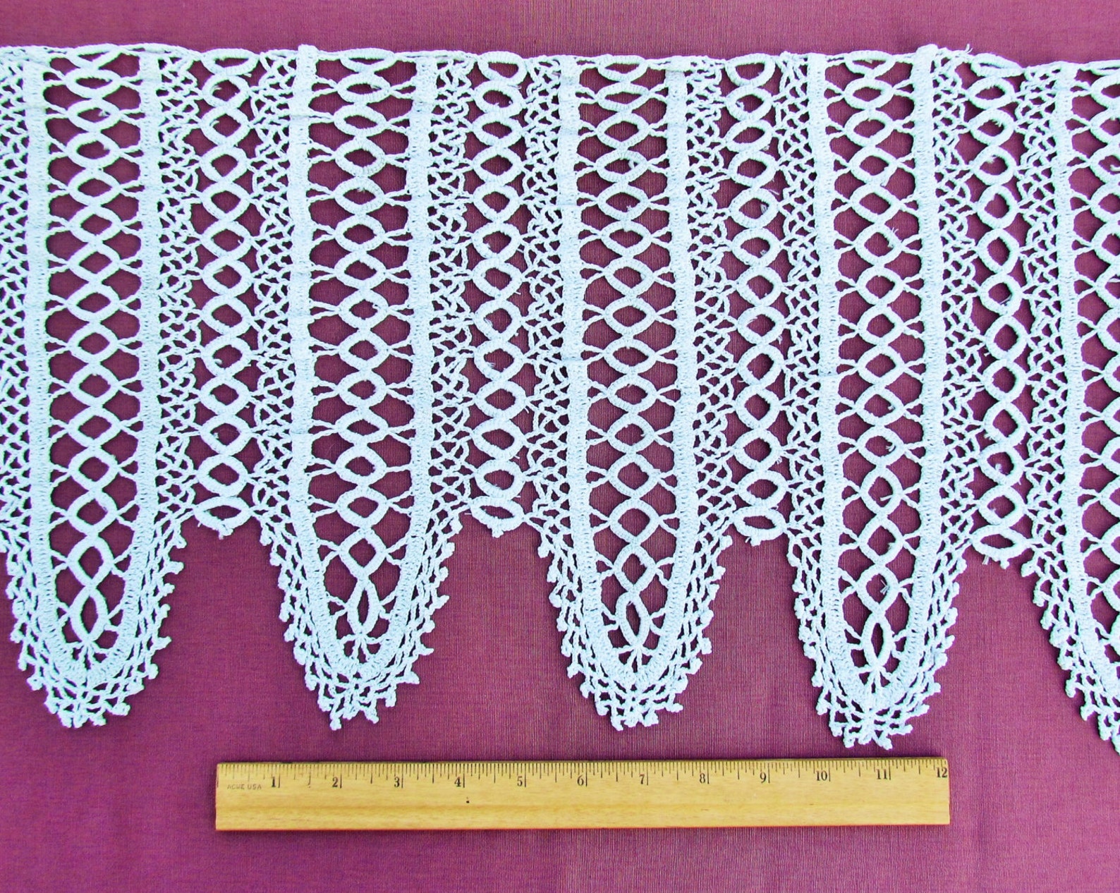 Antique Extra Wide Crocheted Lace, Heavy Weight Lace for Valance ...