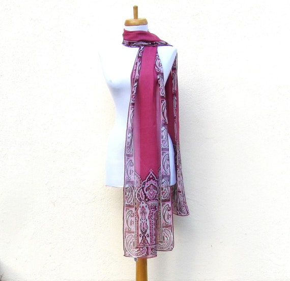 Extra long vintage silk scarf - Gem