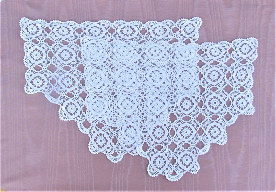 Pair of Vintage Crocheted Lace Chair Back Protectors - Etsy