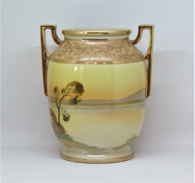Antique Nippon Vase With Scene of Castle on Lake - Etsy