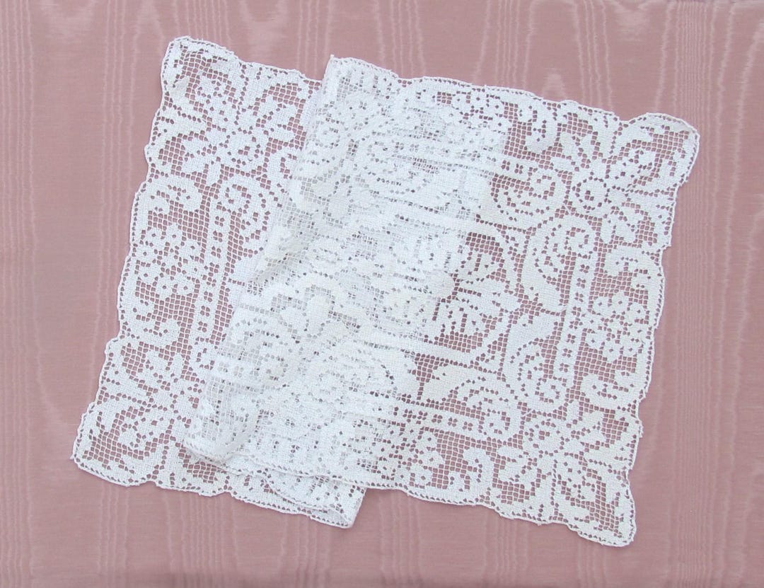 Vintage Chinese Lace Runner, White Darned Net Lace Dresser Scarf - Etsy