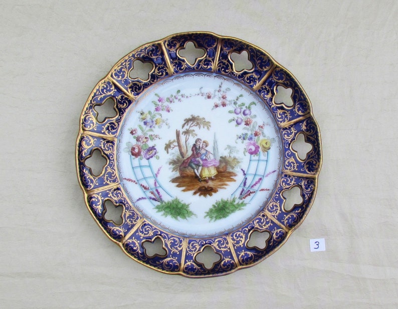 Antique Hand Painted China Plate With Courting Scene Ornate - Etsy