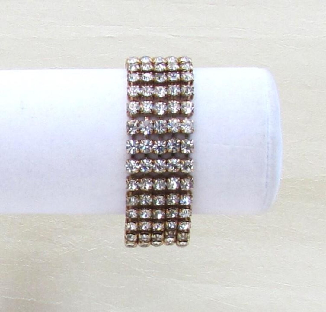 Vintage 5-row Rhinestone Bracelet, 1950's Glam Wedding Jewelry - Etsy