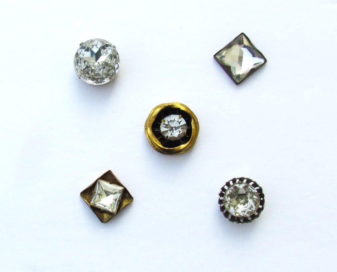 Lot of 5 Vintage Buttons With Large Rhinestones, 1930's to 1960's - Etsy