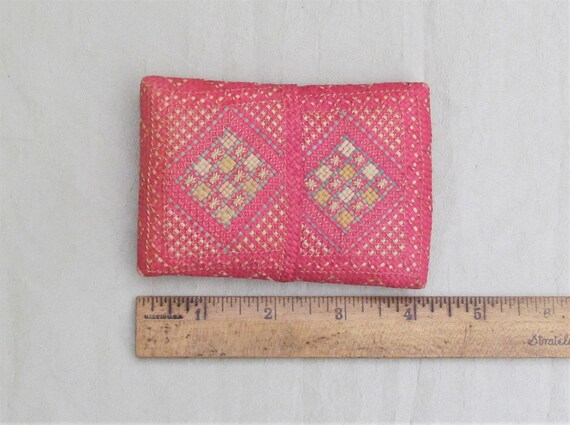 Lot of 2 vintage woven straw small pouches - Gem