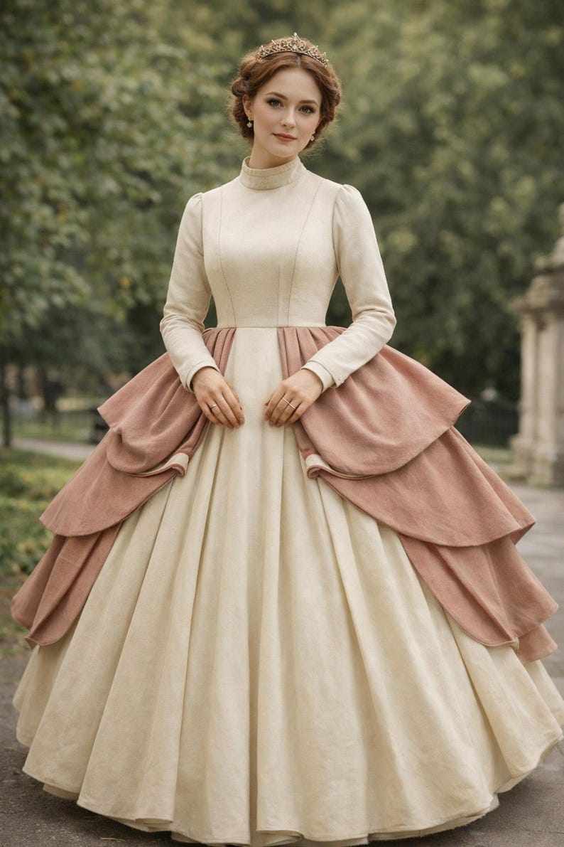 Victorian Ball Gown Sewing Pattern – Layered Skirt Historical Dress (US ...
