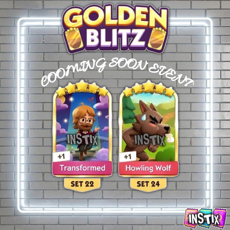 Transformed & Howling Wolf - Golden Blitz Stickers - Monopoly_go ...