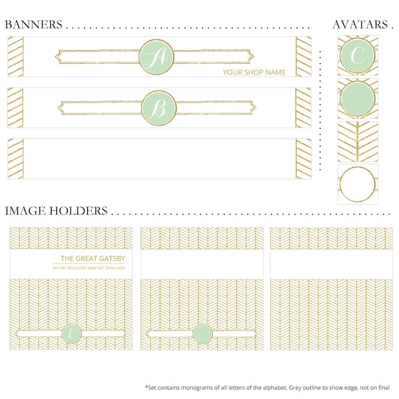 Custom Etsy Banner & Avatar Design Set Art Deco Glitter - Etsy