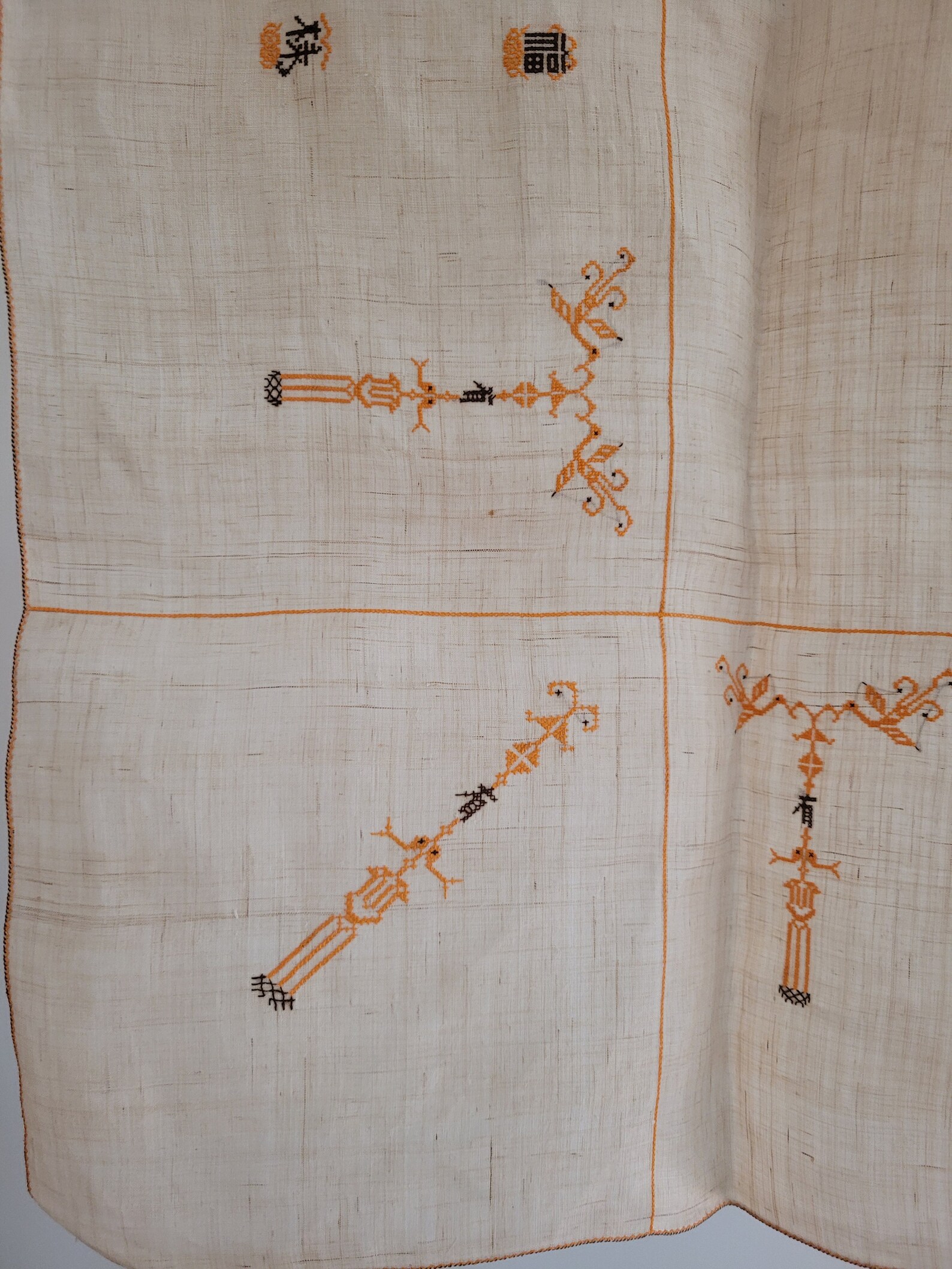 Raw Linen Hand Embroidered Small Square Tablecloth - Etsy