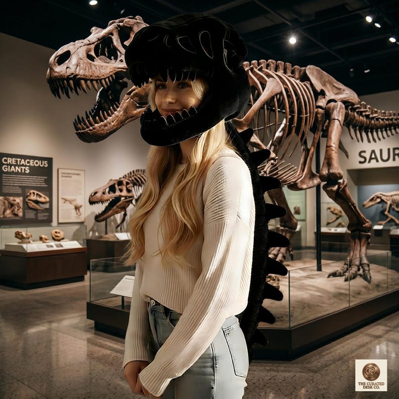 Wearable Dinosaur Fossil Costume Set - 3D Plush T-rex Skull Mask and ...