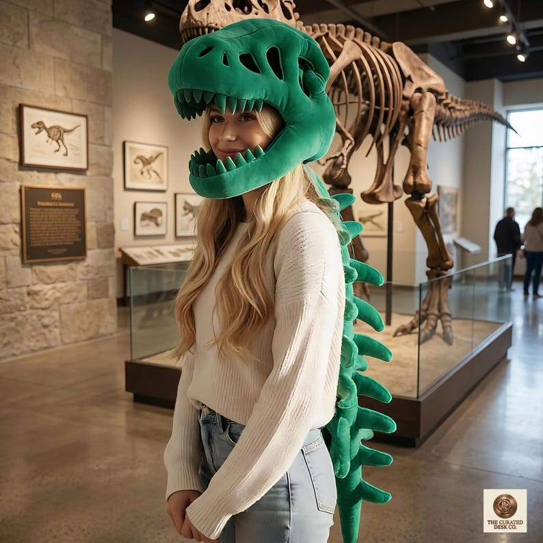 Wearable Dinosaur Fossil Costume Set - 3D Plush T-rex Skull Mask and ...