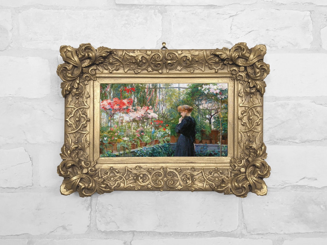 Victorian Botanical Miniature Antique Oil Painting Print in Plaster ...