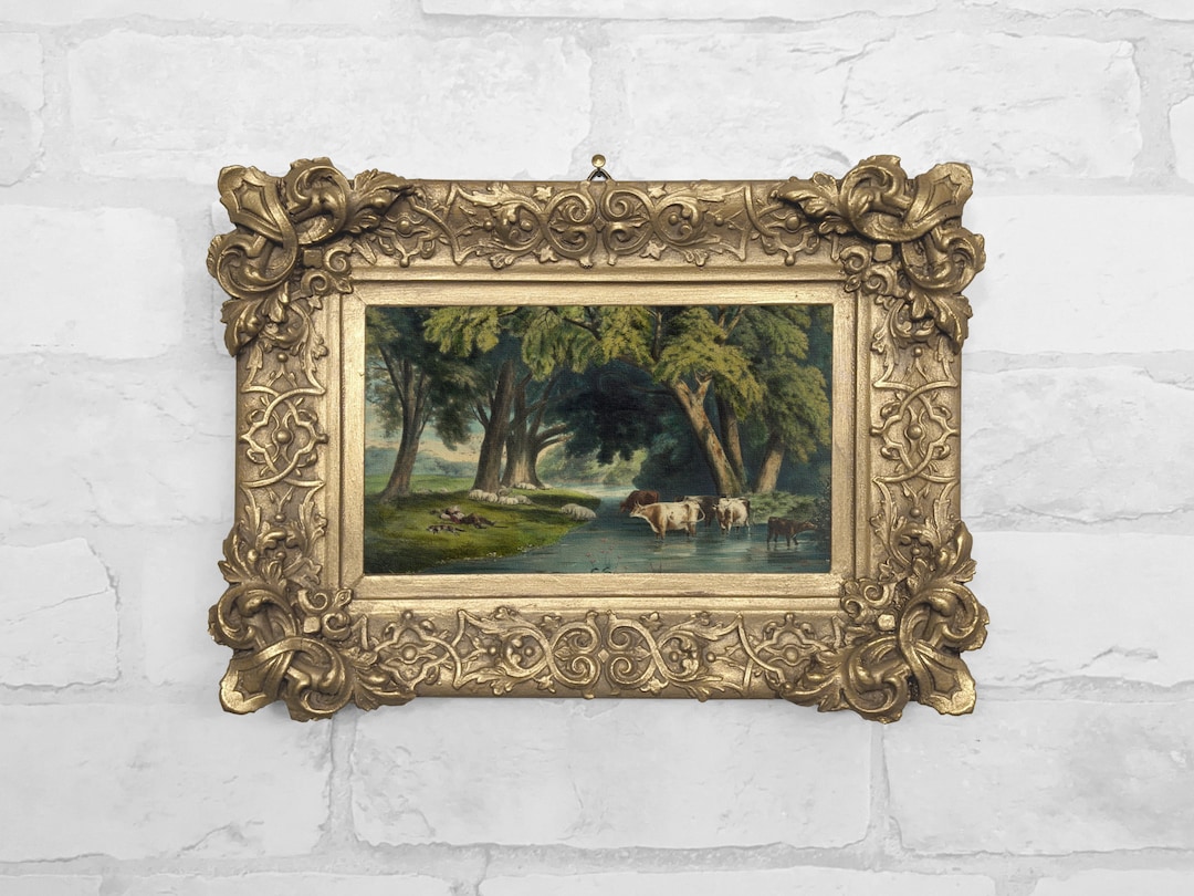 Vintage Landscape Gold Frame Art | Black Ornate Framed Canvas Print ...
