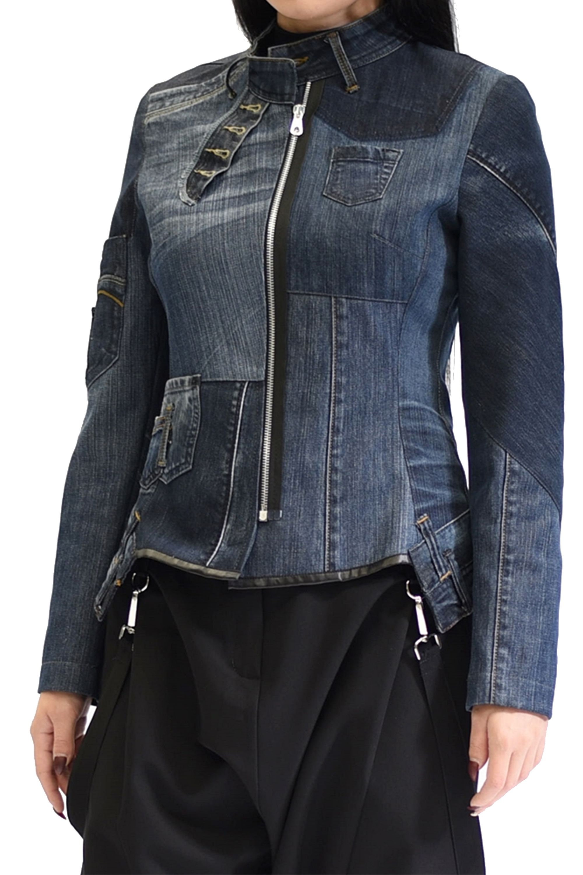 Upcycled Fitted Denim Jacket/ Fitted Jean Jacket/ Blue Denim Jacket ...