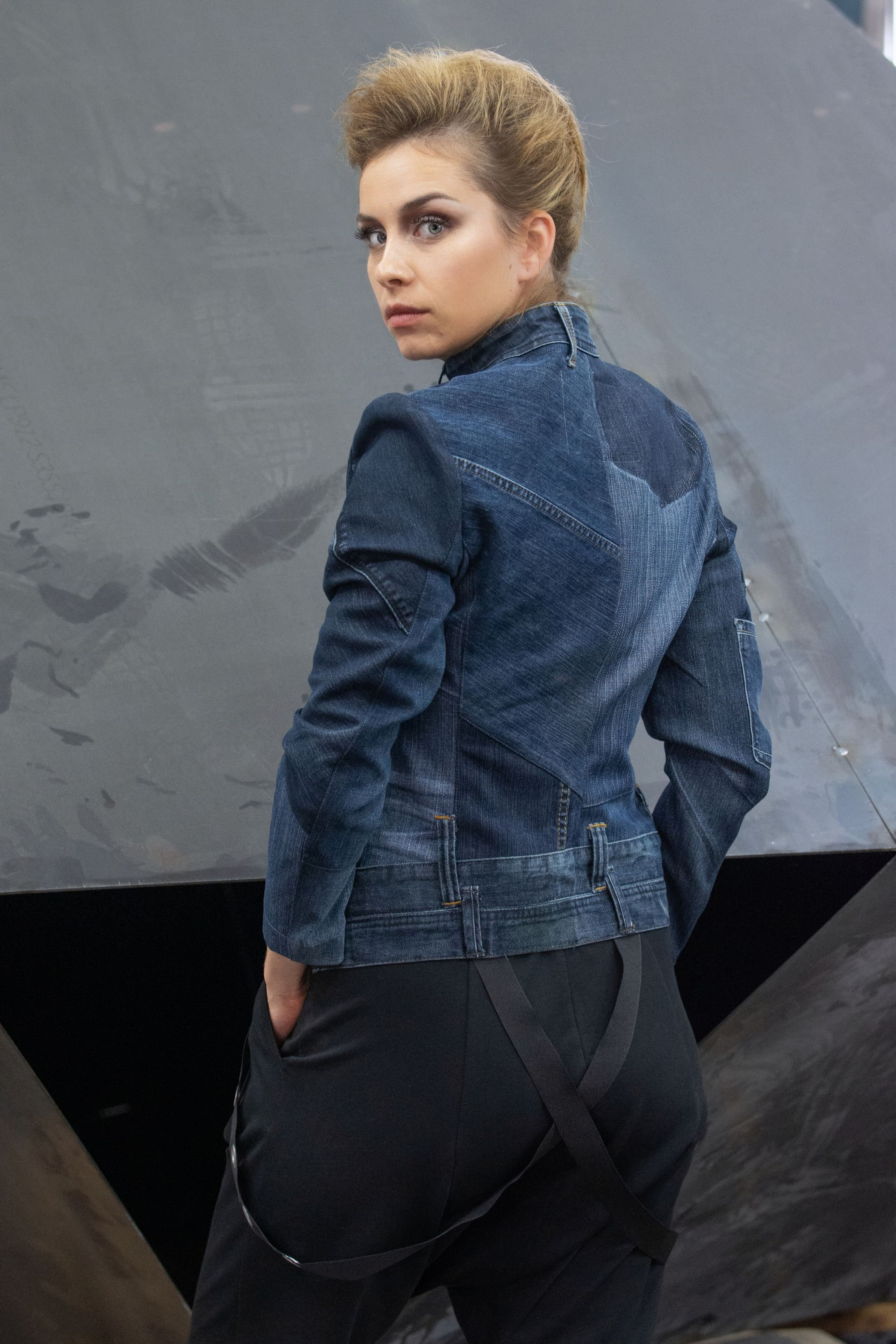 Upcycled Fitted Denim Jacket/ Fitted Jean Jacket/ Blue Denim Jacket ...