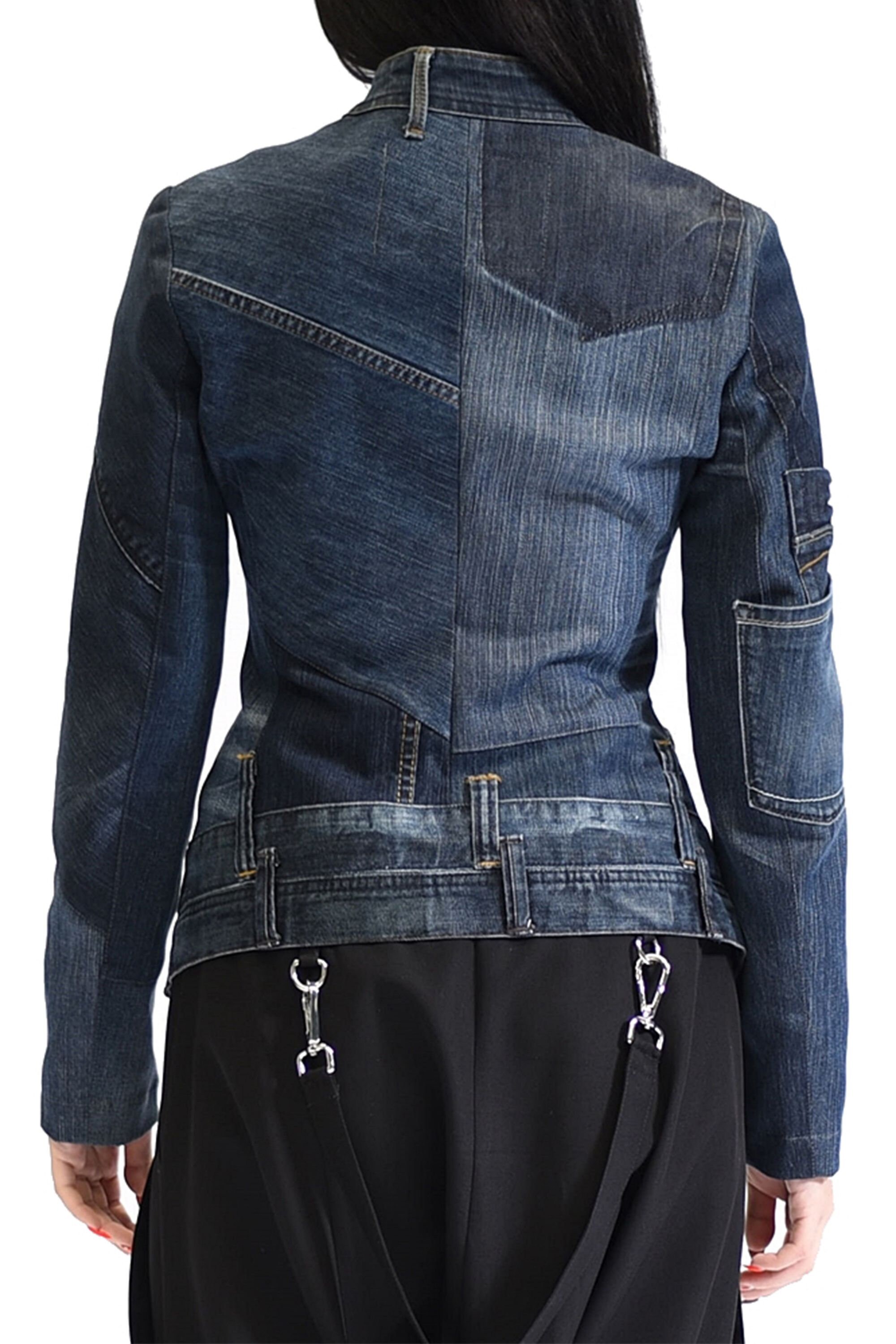 Upcycled Fitted Denim Jacket/ Fitted Jean Jacket/ Blue Denim Jacket ...