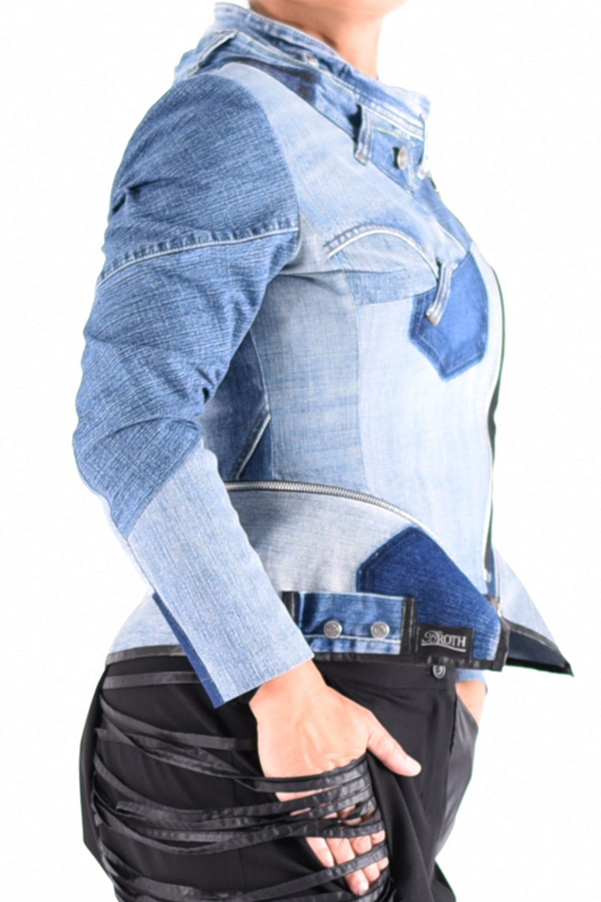 Upcycled Fitted Denim Jacket/ Fitted Jean Peplum Jacket/ Blue Denim ...