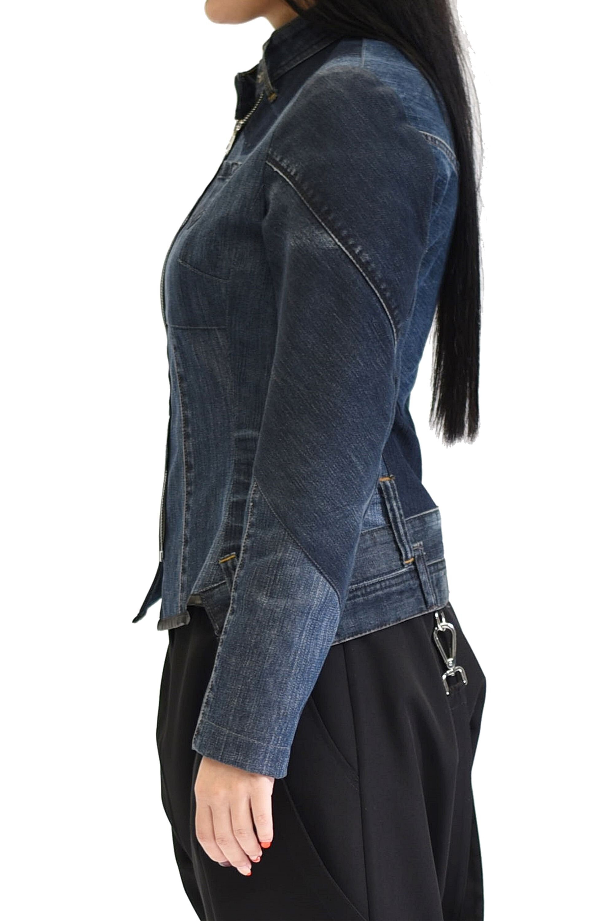 Upcycled Fitted Denim Jacket/ Fitted Jean Jacket/ Blue Denim Jacket ...