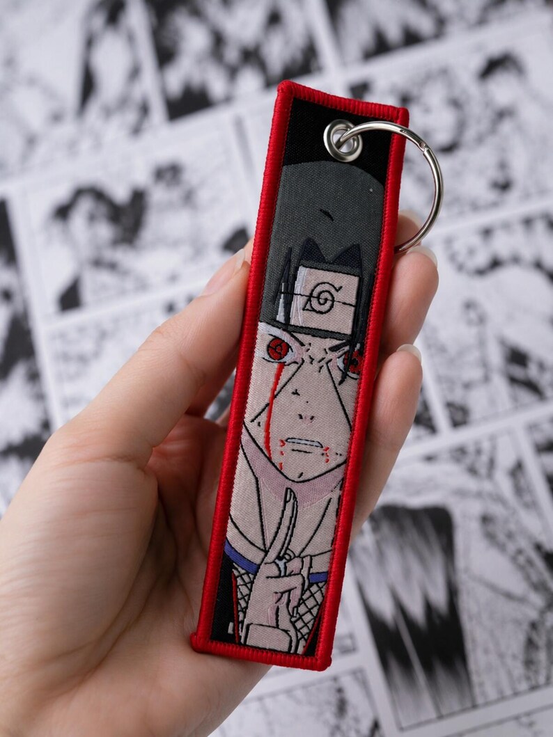 Naruto Itachi Uchiha Keychain Anime Embroidered Double-sided Keychain ...