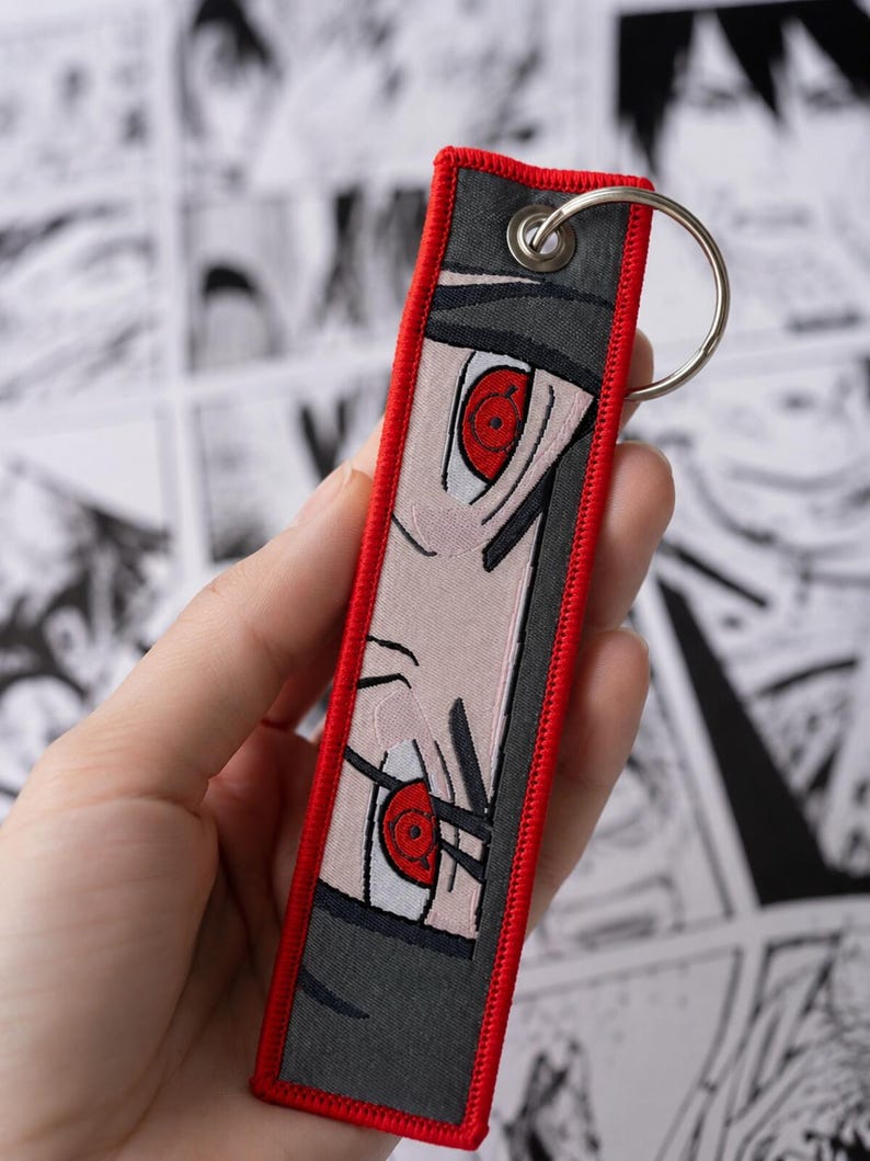 Naruto Itachi Uchiha Keychain Anime Embroidered Double-sided Keychain ...