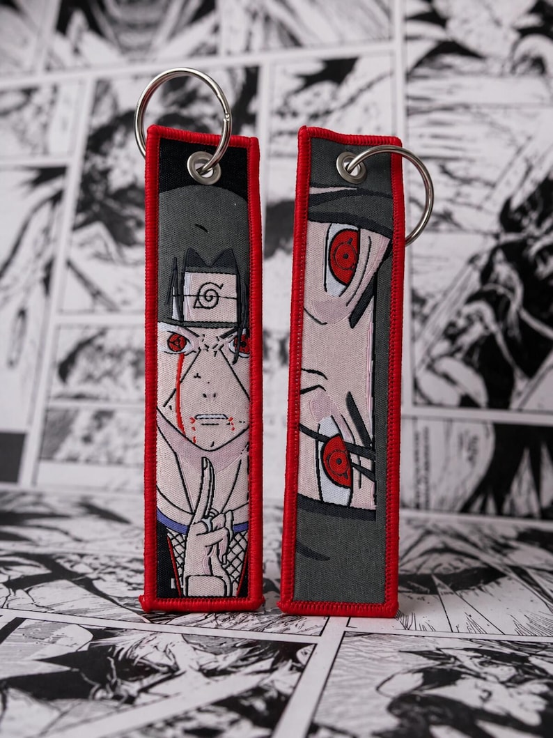 Naruto Itachi Uchiha Keychain Anime Embroidered Double-sided Keychain ...