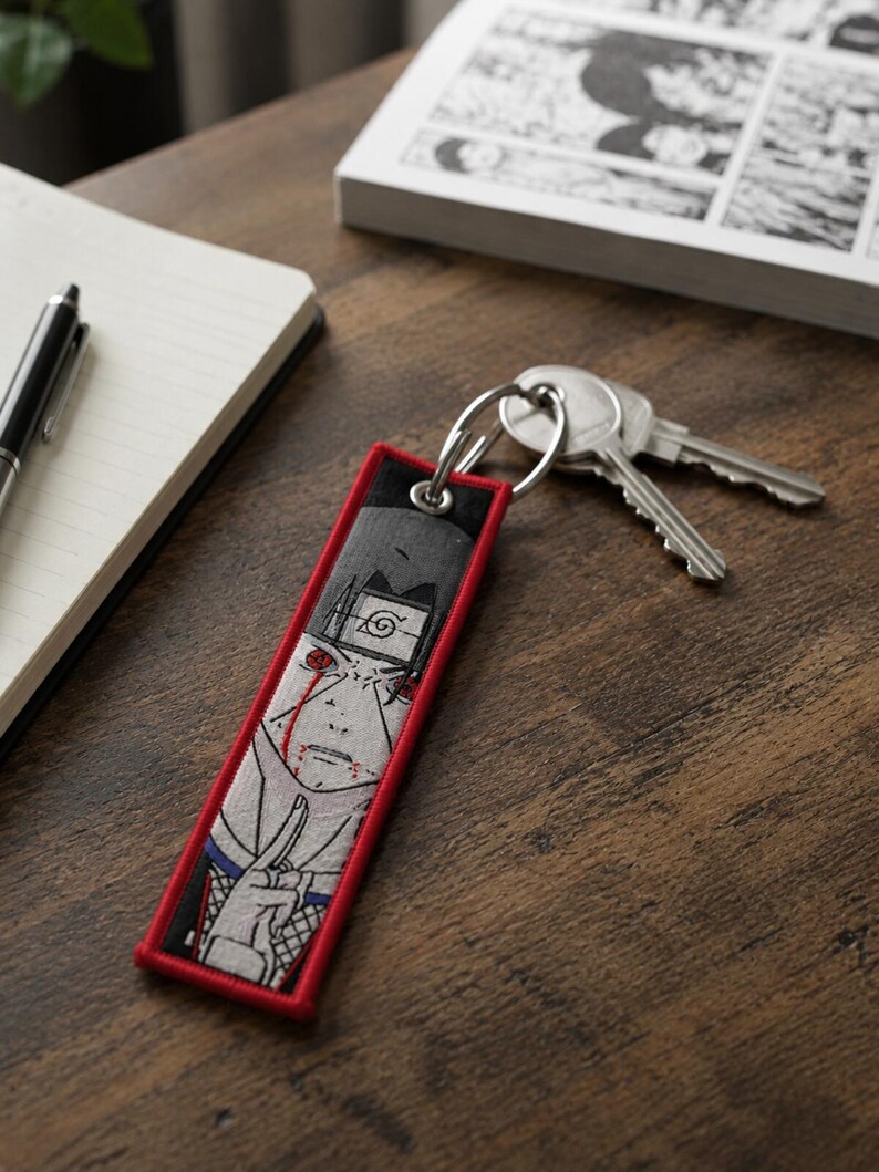Naruto Itachi Uchiha Keychain Anime Embroidered Double-sided Keychain ...