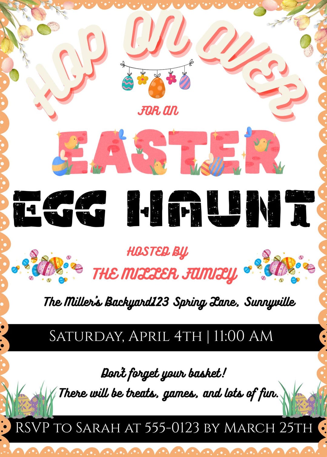 Editable Easter Egg Hunt Invitation, Easter Party Invite, Digital ...