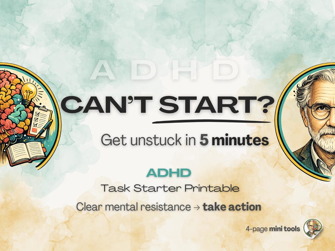 ADHD Task Starter Printable, Get Unstuck PDF, Overcome Task Paralysis ...