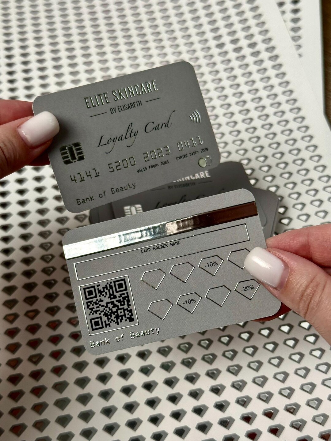 Silver Foil Loyalty Cards | Luxury Beauty Salon Reward Cards | Premium ...
