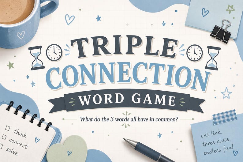 3 in 1 Triple Connection Word Game, Brain Teaser Activity (PDF Download ...
