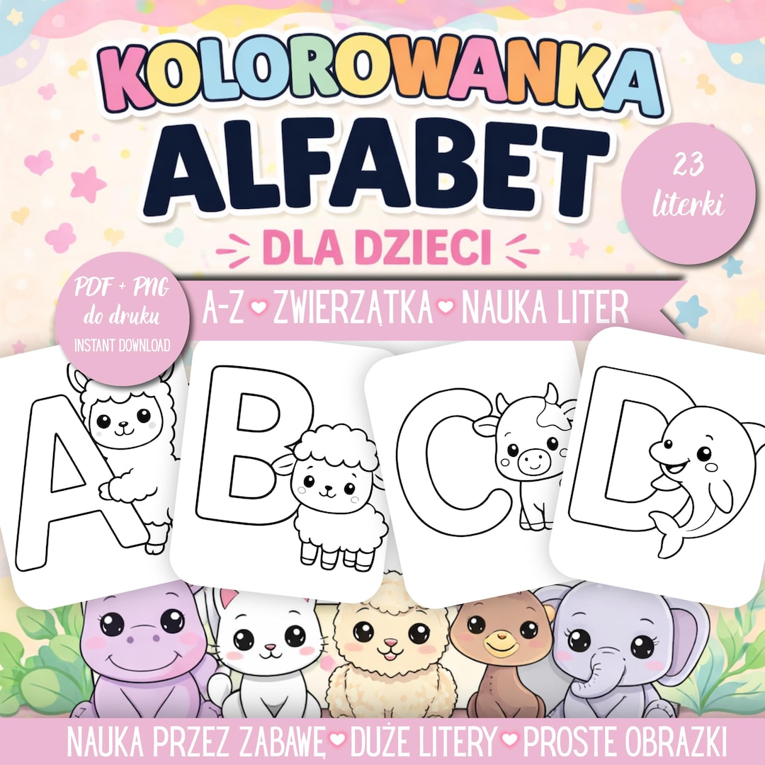 Alphabet A-Z Coloring Page for Kids PDF | ABC Animals | Learning ...