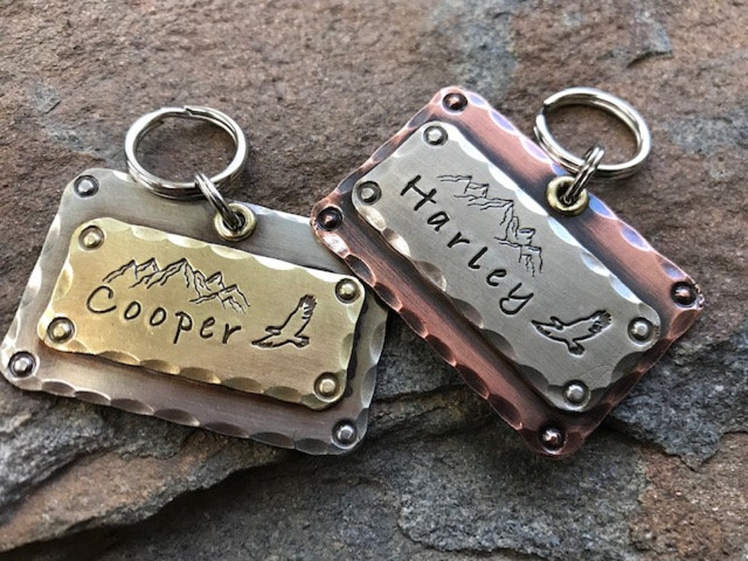 Soaring Eagle Pet ID Tag - Wilderness Dog Tag - Eagle and Mountain Pet ...