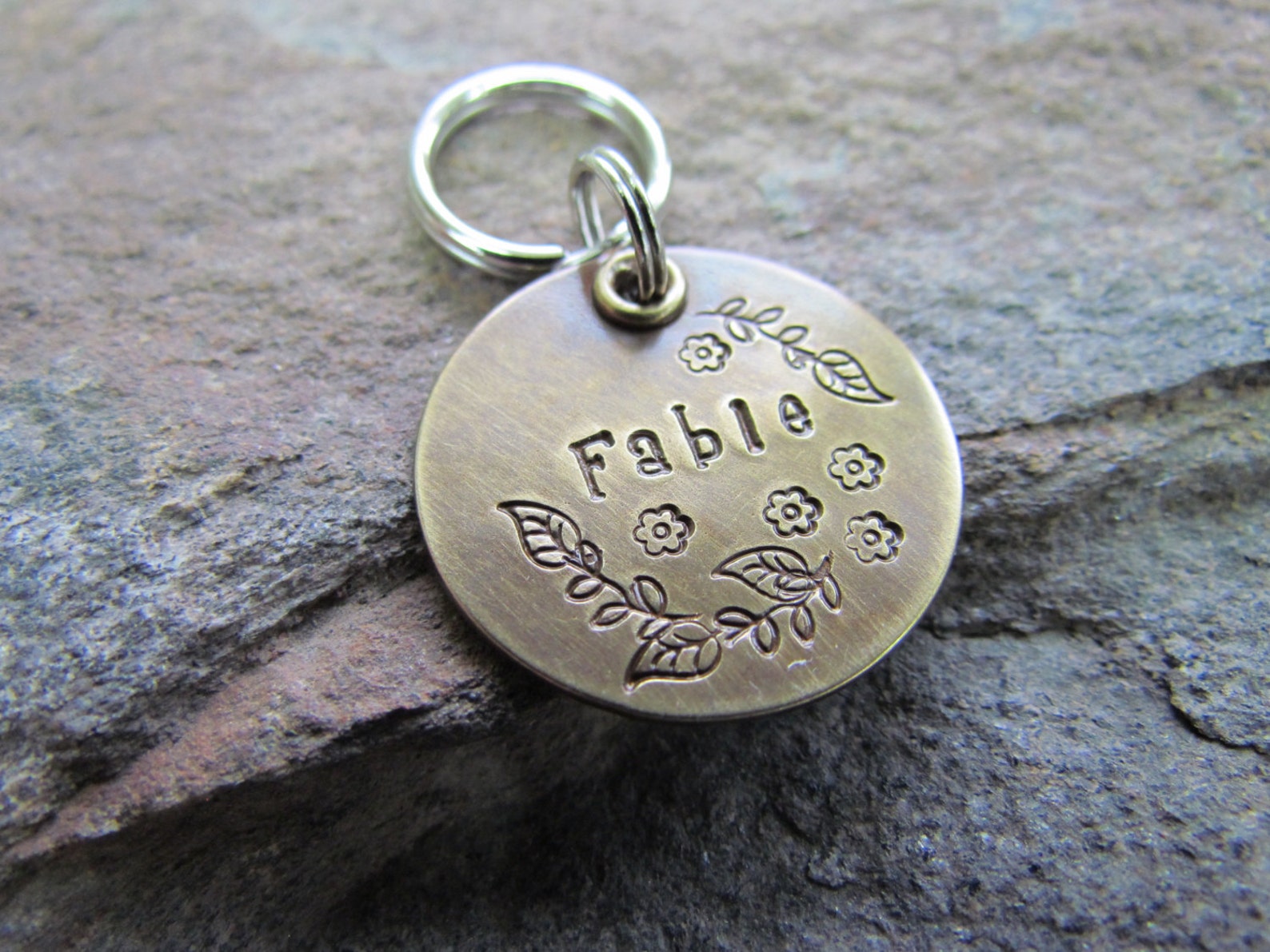 1 Solid Brass Pet Tag Dog Tag Handstamped Pet ID Tag - Etsy