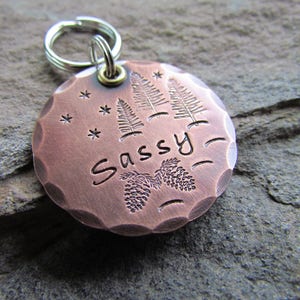 SNOW on the PINES Handmade Dog Tag - Personalized Winter Scene Pet ID ...