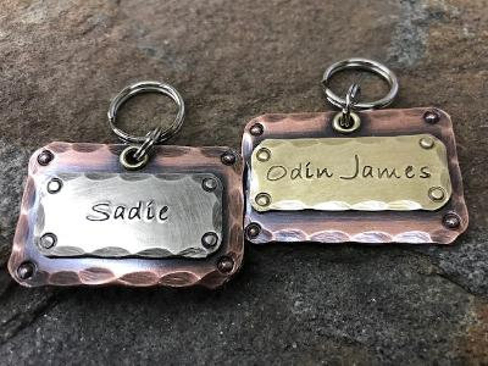 Large Dog Tag Personalized Pet ID Tag With Hand Stamped and Engraved ...