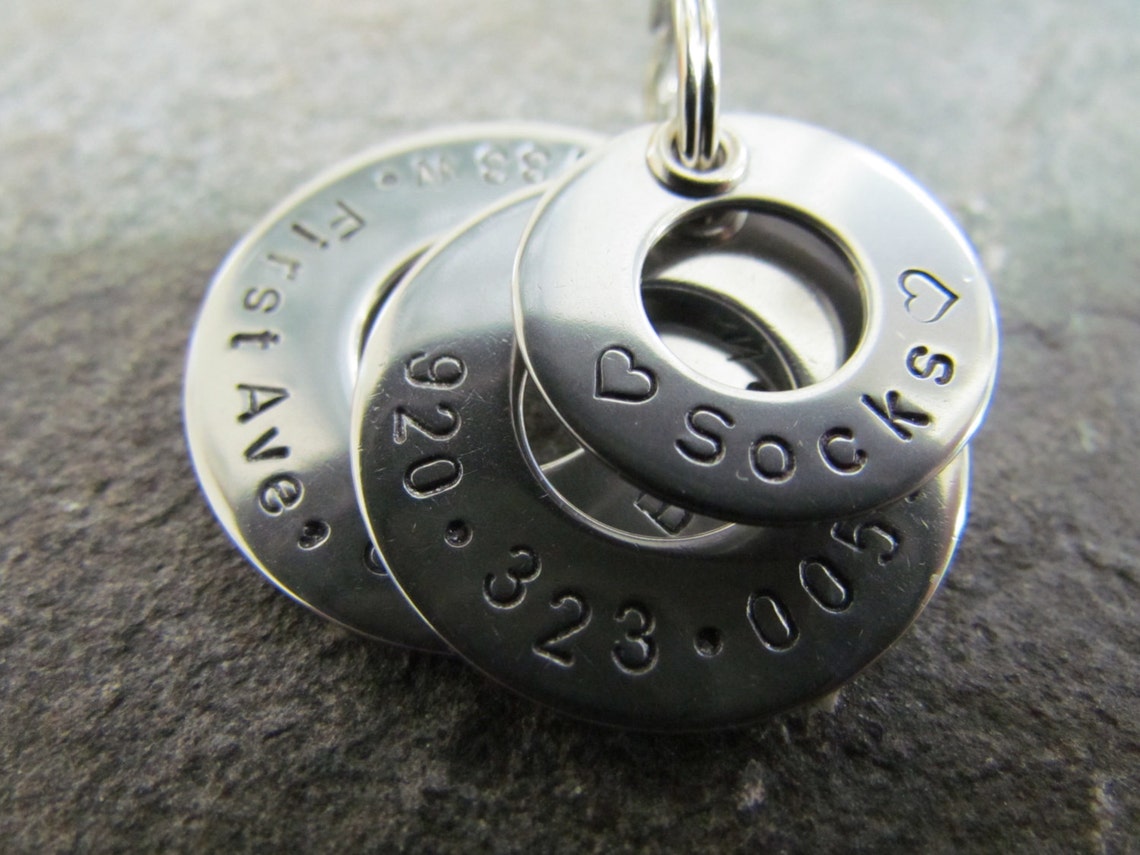 Pet ID Tag - Stainless Steel Washer - Durable Metal Pet ID Tag - Hand ...