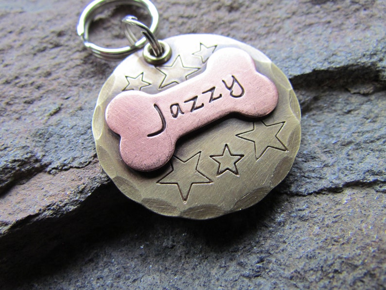 Large Dog Tag with Bone Dog Collar Tag Personalized Pet ID | Etsy