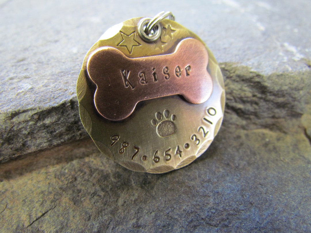 Hand Stamped Pet ID Tag - Personalized Pet/dog Tag - Dog Collar Tag ...